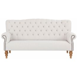 Chesterfield-Sofa Home Affaire "Lord", beige, B:188cm H:93cm T:84cm, Struktur fein (100% Polyester);Luxus-Microfaser Lederoptik (100% Polyester), Sofas, mit echter Chesterfield-Knopfheftung und Ziernägeln