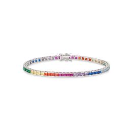 Armband Bruno Banani "Schmuck Geschenk Silber 925 Armschmuck Tennisarmband Regenbogen" Armbänder Gr. 19, Silber 925 (Sterlingsilber), bunt (silberfarben, blau, lila, pink, orange, gelb, grün, hellblau, hellblau) Damen Armbänder Silber mit Zirkonia (synth.)