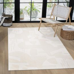 Teppich Paco Home "Luzern 655" Teppiche Gr. B/L: 240 cm x 340 cm, 13 mm, 1 St., beige (creme) Kurzflor, Uni Farben, Hoch-Tief-Struktur, Scandi Design