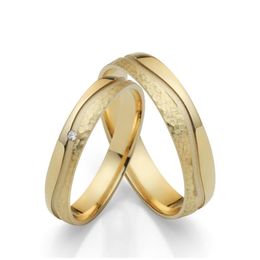 Trauring Firetti "Schmuck Geschenk Gold 750 Hochzeit Ehering "LIEBE"" Fingerringe Gr. 50, ohne Brillant, Gelbgold 375, 4,5 mm, goldfarben (gelbgoldfarben) Made in Germany, wahlweise mit oder ohne Brillant