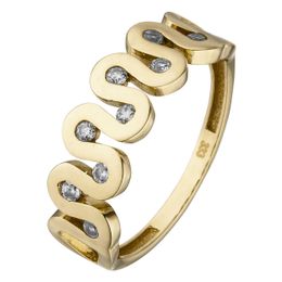 Fingerring Jobo Fingerringe Gr. 50, Gelbgold 333, goldfarben (gelbgold 333, weiß) Damen Fingerringe 333 Gold mit 9 Zirkonia