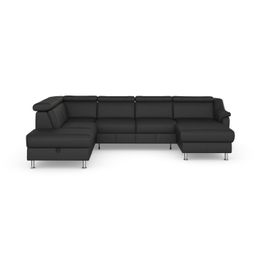 Sit & More Wohnlandschaft SIT & MORE "Freetown U-Form", schwarz, B:315cm H:84cm T:216cm, Sofas, Kopfteilverstellung und Federkern, wahlweise mit Bettfunktion