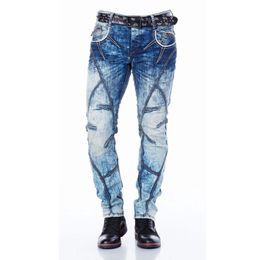 Cipo & Baxx Straight-Jeans CIPO & BAXX Gr. 31, Länge 34, blau Herren Jeans mit cooler Waschung und Ziernähten