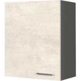 Hängeschrank Nobilia ""Riva", Ausrichtung wählbar, vormontiert" Schränke Gr. B/H/T: 60 cm x 72 cm x 37,2 cm, Türanschlag links, 1 St., front: weißbeton nachbildung, korpus: schiefergrau Hängeschränke in drei Breiten: 30, 40 und 60 cm, mit Soft-Close-Funktion