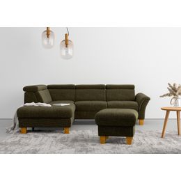 Ecksofa Home Affaire "Lindgren L-Form", gr&uuml;n (khaki), B:249cm H:84cm T:217cm, 100% Polyester, Sofas, Ecksofa, wahlweise mit TV-Funktion, Stauraum und Kopfteilverstellung