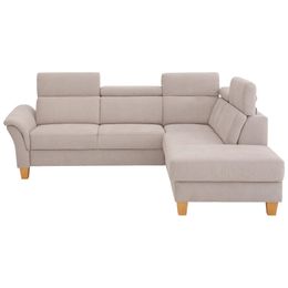 Ecksofa Home Affaire "Conville L-Form", grau (elephant), B:247cm H:84cm T:217cm, 100% Polyester, Sofas, Ecksofa, Federkern, wahlweise mit Bettfunktion und Bettkasten bzw. Stauraum
