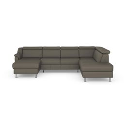 Sit & More Wohnlandschaft SIT & MORE "Freetown U-Form", grau (delphine), B:315cm H:84cm T:216cm, Sofas, Kopfteilverstellung und Federkern, wahlweise mit Bettfunktion