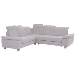 Ecksofa Home Affaire "Dalia L-Form", silber, B:256cm T:236cm, Luxus-Microfaser Florence (100% Polyester);Luxus-Microfaser weich (90% Polyester, 10% Polyamid);Webstoff (100% Polyester), Sofas, Ecksofa, mit Federkernpolsterung, wahlweise mit Bettfunktion, Bettkasten