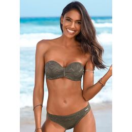 Bügel-Bandeau-Bikini Buffalo "Romance" Gr. 34, Cup B, grün (oliv) Damen Bikini-Sets Ocean Blue aus Strukturware