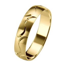 Trauring Firetti "Schmuck Geschenk Gold 375 Hochzeit Ehering "LIEBE"" Fingerringe Gr. 23, ohne Brillant, Gelbgold 375, 5 mm, gelb (gelbgoldfarben) Made in Germany, wahlweise mit oder ohne Brillant