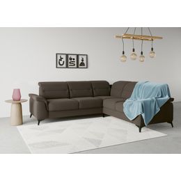 Sit & More Ecksofa SIT & MORE "Sinatra L-Form", braun (espresso), B:251cm H:85cm T:231cm, 90% Polyester, 10% Polyamid, Sofas, Ecksofa, optinal mit Kopfteilverstellung und Armteilfunktion, Metallf&uuml;&szlig;e