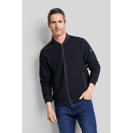 Sweatjacke Bugatti Gr. L, blau (marine), Herren, Sweatware, 50% Baumwolle, 45% Polyester, 5% Elasthan, unifarben, Sweatjacken, mit Collegekragen