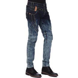 Cipo & Baxx Bequeme Jeans CIPO & BAXX Gr. 30, Länge 32, blau (dunkelblau) Herren Jeans mit stylischem Doppelbund