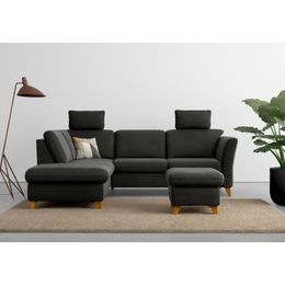 Ecksofa Home Affaire "Trelleborg L-Form", grau (anthrazit), B:252cm H:86cm T:213cm, 95% Polyester, 5% Polyamid, Sofas, Ecksofa, wahlweise mit Bettfunktion und Bettkasten, inkl. Federkern-Polsterung