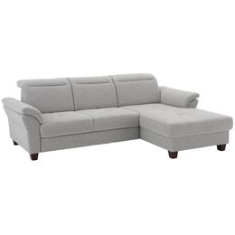 Ecksofa Home Affaire "Solvei L-Form", silber, B:255cm H:104cm T:185cm, Struktur (100% Polyester);Luxus-Microfaser Lederoptik (100% Polyester);Luxus-Microfaser ALTARA NUBUCK (100% Polyester), Sofas, Ecksofa, mit Recamierenabschlu&szlig; und Sitztiefenverstellung