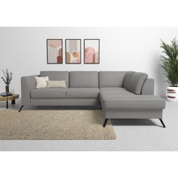 Sit & More Ecksofa SIT & MORE "Olsen L-Form", grau, B:248cm H:88cm T:201cm, 100% Polyester, Sofas, Ecksofa, inklusive Sitztiefenverstellung, wahlweise mit Bettfunktion, 15cm hoch