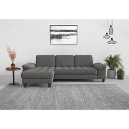 Sit & More Ecksofa SIT & MORE "Westham L-Form", grau, B:275cm H:88cm T:172cm, 90% Polyester 10% Polyamid, Sofas, Ecksofa, Recamiere, mit oder ohne Bettfunktion, Bettkasten, F&uuml;&szlig;e wengefarben