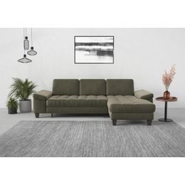 Sit & More Ecksofa SIT & MORE "Westham L-Form", gr&uuml;n (lindgr&uuml;n), B:275cm H:88cm T:172cm, 100% Polyester, Sofas, Ecksofa, Recamiere, mit oder ohne Bettfunktion, Bettkasten, F&uuml;&szlig;e wengefarben
