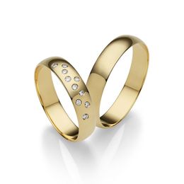 Trauring Firetti "Schmuck Geschenk Gold 375 Hochzeit Ehering "LIEBE"" Fingerringe Gr. 60, ohne Brillanten, Gelbgold 375, 4,5 mm, goldfarben (gelbgoldfarben) Made in Germany, wahlweise mit oder ohne Brillanten