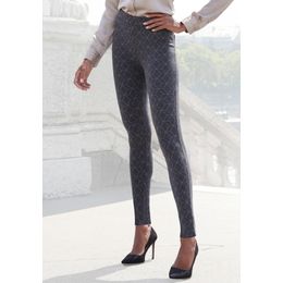 Leggings Lascana Gr. 36/38, N-Gr, grau (anthrazit meliert) Damen Hosen Leggings mit Ajourstrickmuster