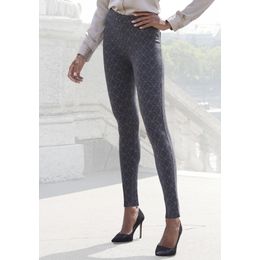 Leggings Lascana Gr. 32/34, N-Gr, grau (anthrazit meliert) Damen Hosen mit Ajourstrickmuster