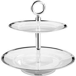 Etagere Fink "PLATINUM", weiß, H:26cm Ø:27cm, Porzellan, Servierplatten, Servierplatte mit Platinumrand, mit 2 Etagen, Höhe ca. 26 cm