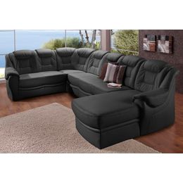 Sit & More Wohnlandschaft SIT & MORE "Bellevue U-Form", schwarz, B:327cm H:94cm T:217cm, PRIMABELLE-Microfaser (100% Polyester);SOFTLUX-Kunstleder;NaturLEDER (echtes Rindsleder), Sofas, wahlweise mit Bettfunktion