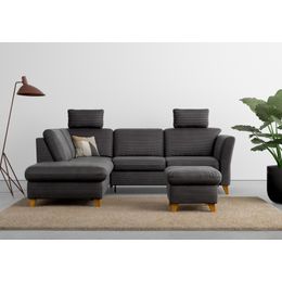 Ecksofa Home Affaire "Trelleborg L-Form", grau, B:252cm H:86cm T:213cm, 100% Polyester, Sofas, Ecksofa, wahlweise mit Bettfunktion und Bettkasten, inkl. Federkern-Polsterung