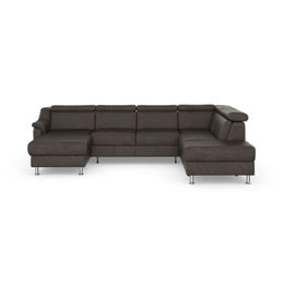 Sit & More Wohnlandschaft SIT & MORE "Freetown U-Form", braun, B:315cm H:84cm T:216cm, Sofas, Kopfteilverstellung und Federkern, wahlweise mit Bettfunktion
