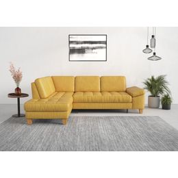 Sit & More Ecksofa SIT & MORE "Westham L-Form", gelb (dijon), B:261cm H:88cm T:179cm, 100% Polyester, Sofas, Ecksofa, mit Ottomane, mit oder ohne Bettfunktion, Bettkasten, Verstellung