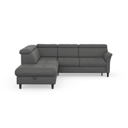 Sit & More Ecksofa SIT & MORE "Marano L-Form", grau (steel), B:252cm T:216cm, 100% Polyester, Sofas, Ecksofa, inklusive Kopfteilverstellung, wahlweise mit Bettfunktion, Bettkasten