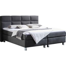 Boxspringbett, grau (charcoal), B:215cm L:210cm, Bezug Bett: Feinstruktur 100% Polyester;Bezug Bonnell-Federkernmatratze: 100% Polyester;Bezug Kaltschaummatratze: 100% Polyester;Bezug Tonnentaschenfederkernmatratze: 80% Baumwolle, 20%Polyester;Topper: Komfortschaum mit Bezug 100% Polyester, Westfalia Schlafkomfort, Komplettbetten, Boxspringbett, mit Topper