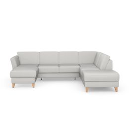 Sit & More Wohnlandschaft SIT & MORE "Visby U-Form", grau (hellgrau), B:303cm H:87cm T:213cm, Sofas, Wohnlandschaft, wahlweise mit Bettfunktion und Stauraum, frei im Raum stellbar