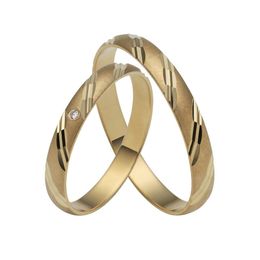 Trauring Firetti "Schmuck Geschenk Gold 375 Hochzeit Ehering "LIEBE"" Fingerringe Gr. 16,5, 0,01 ct SI = kleine Einschlüsse mit Brillant, Gelbgold 585, 3,0 mm, goldfarben (gelbgoldfarben) Made in Germany, wahlweise mit oder ohne Brillant