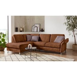 Sit & More Ecksofa SIT & MORE "Clio L-Form", braun (cognac), B:254cm H:89cm T:190cm, Sofas, Ecksofa, wahlweise mit Bettfunktion und Bettkasten, inklusive Federkern