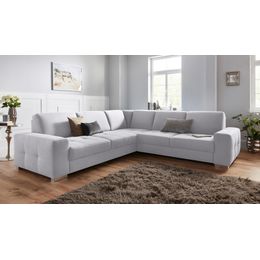 Sit & More Ecksofa SIT & MORE "Santorini L-Form", silber, B:276cm H:82cm T:271cm, Struktur (100% Polyester);Struktur fein (95% Polyester, 5% Polyamid), Sofas, Ecksofa, mit Federkern und Sitztiefenverstellung, wahlweise mit Bettfunktion