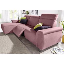 Sit & More Ecksofa SIT & MORE "Township L-Form", rosa (altrosa), B:253cm H:102cm T:168cm, Luxus-Microfaser (100% Polyester);NaturLEDER Punch (echtes Rindsleder) in Sitz und R&uuml;cken. Korpus in passendem Kunstleder SOFTLUX bezogen;Luxus-Microfaser ALTARA NUBUCK (100% Polyester), Sofas, Ecksofa, wahlweise mit elektrischer Wallfree-Funktion