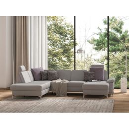 Sit & More Wohnlandschaft SIT & MORE "Padua U-Form", silber, B:340cm H:89cm T:228cm, Sofas, Wohnlandschaft, inklusive Sitztiefenverstellung, Armteilfunktion und Federkern