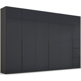 Drehtürenschrank Rauch "Purisma" Schränke Gr. B/H/T: 301 cm x 223 cm x 60 cm, 6 St., grau (graphit, glas basalt) mit Glasfront und umfangreicher Innenausstattung