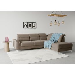 Sit & More Ecksofa SIT & MORE "Sinatra L-Form", grau (taupe), B:251cm H:85cm T:220cm, 90% Polyester, 10% Polyamid, Sofas, Ecksofa, mit Ottomane, optional mit Kopfteilverstellung und Armteilfunktion