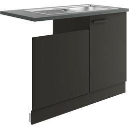 Spülenschrank Optifit "Palma" Schränke Gr. B/H/T: 110 cm x 84,8 cm x 60 cm, 2 St., schwarz (anthrazit, anthrazit, anthrazit) Breite 110 cm, geeignet für teilintegrierte Geschirrspüler