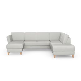 Sit & More Wohnlandschaft SIT & MORE "Visby U-Form", grau (hellgrau), B:303cm H:87cm T:213cm, Sofas, Wohnlandschaft, wahlweise mit Bettfunktion und Stauraum, frei im Raum stellbar