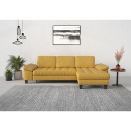Sit & More Ecksofa SIT & MORE "Westham L-Form", gelb (dijon), B:275cm H:88cm T:172cm, 100% Polyester, Sofas, Ecksofa, Recamiere, mit oder ohne Bettfunktion, Bettkasten, F&uuml;&szlig;e wengefarben