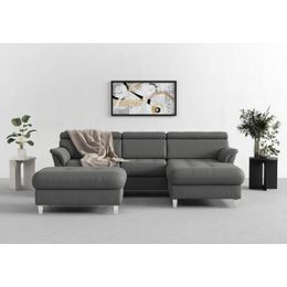 Sit & More Ecksofa SIT & MORE "Marano L-Form", grau (steel), B:257cm T:166cm, 100% Polyester, Sofas, Ecksofa, inklusive Kopfteilverstellung, wahlweise mit Bettfunktion, Bettkasten