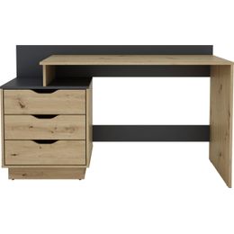 Schreibtisch ByLiving "Bern, moderner Computertisch" Tische Gr. B/H/T: 112,2 cm x 83,5 cm x 50 cm, braun (artisan eiche, anthrazit, artisan eiche) Schreibtische mit viel Stauraum, Breite 138cm, rechts oder links montierbar