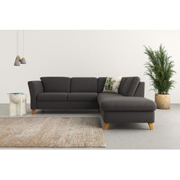 Ecksofa Home Affaire "Trelleborg L-Form", grau (fango), B:252cm H:86cm T:213cm, 100% Polyester, Sofas, Ecksofa, Federkern-Polsterung, wahlweise mit Bettfunktion und Stauraum