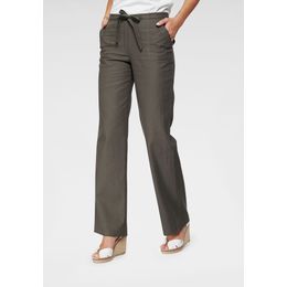 Leinenhose Aniston CASUAL, Damen, Gr. 36, N-Gr, braun (schlamm), Web, Obermaterial: 55% Leinen, 45% Viskose, Leinenoptik, unifarben, Basic, figurumspielend lang, Hosen, mit Bindeband, Topseller