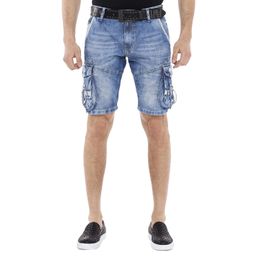 Cipo & Baxx Shorts CIPO & BAXX Gr. 30, US-Größen, blau (blau, weiß) Herren Hosen mit schicken Cargotaschen