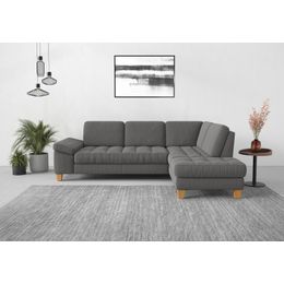 Sit & More Ecksofa SIT & MORE "Westham L-Form", grau, B:261cm H:88cm T:179cm, 90% Polyester 10%Polyamid, Sofas, Ecksofa, mit Ottomane, mit oder ohne Bettfunktion, Bettkasten, Verstellung