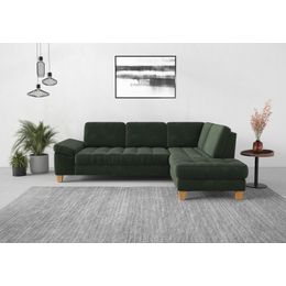 Sit & More Ecksofa SIT & MORE "Westham L-Form", gr&uuml;n (jungle), B:261cm H:88cm T:179cm, 90% Polyester 10%Polyamid, Sofas, Ecksofa, mit Ottomane, mit oder ohne Bettfunktion, Bettkasten, Verstellung